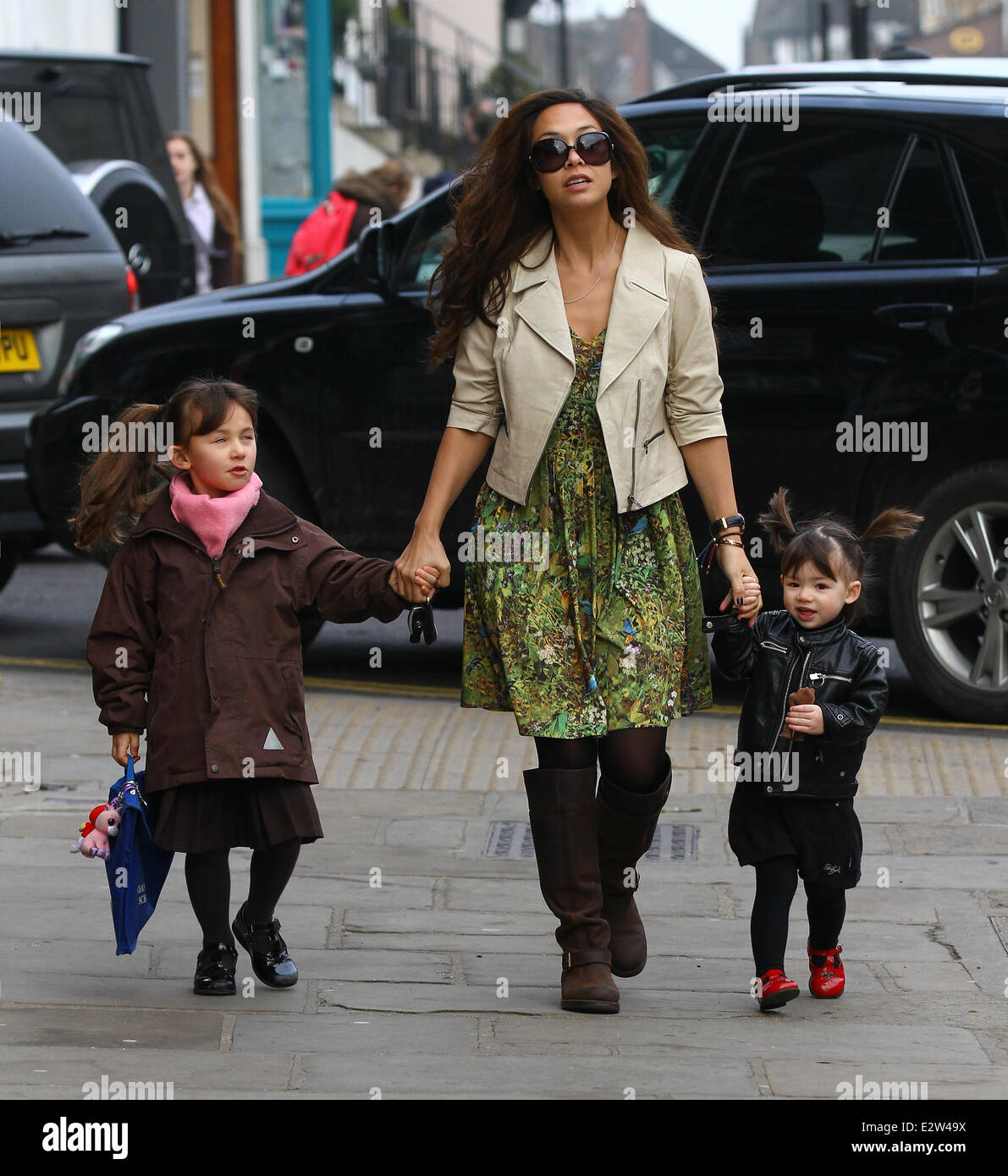 Myleene Klass walking her daughters Ava and Hero to school Featuring ...