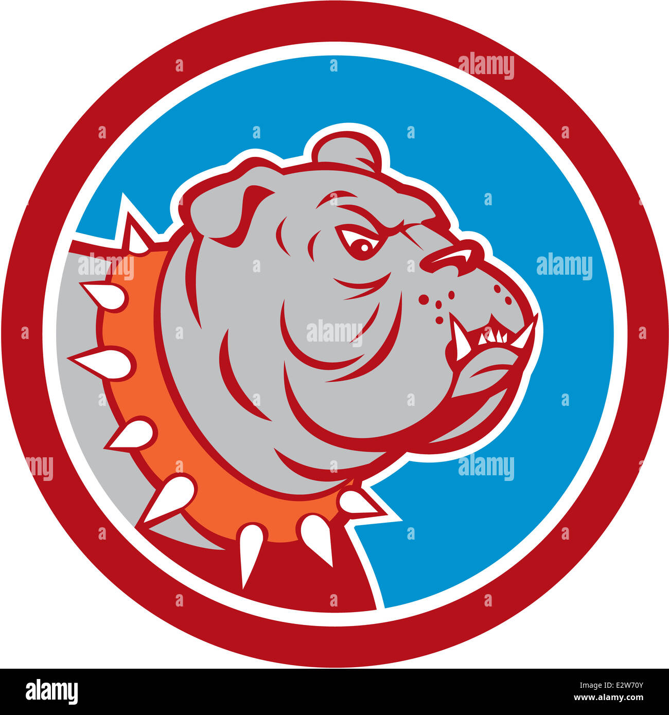 Illustration of an angry bulldog mongrel head showing fangs facing side ...