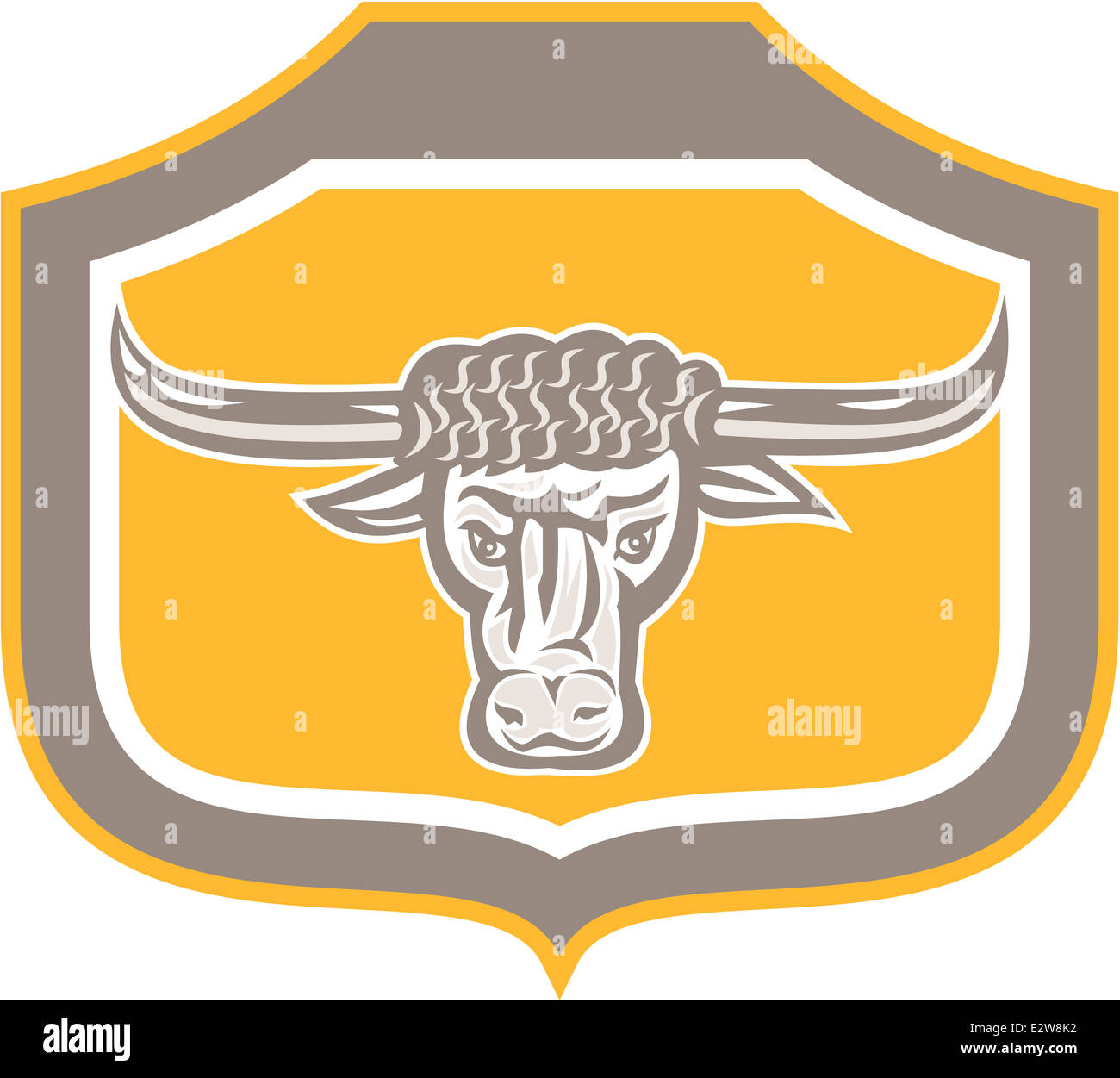Illustration of an bull head snorting facing front set inside crest ...