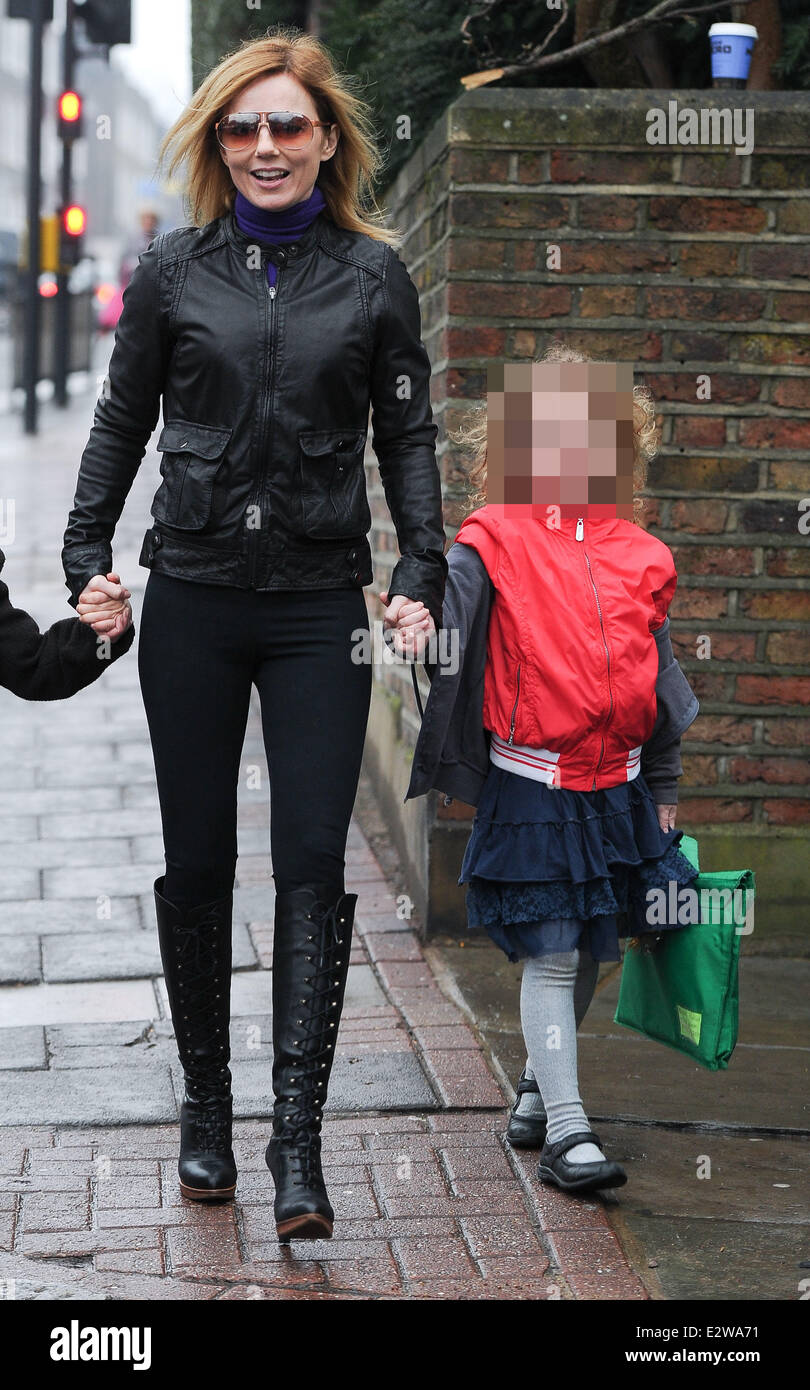 Geri Halliwell seen on a school run Featuring: Geri Halliwell,Bluebell ...