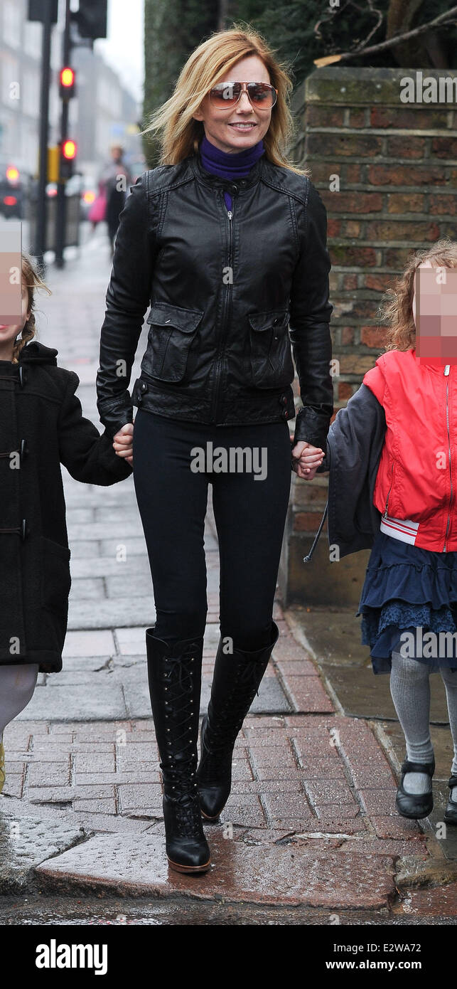 Geri Halliwell seen on a school run Featuring: Geri Halliwell,Bluebell ...