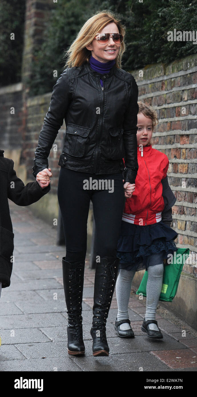 Geri Halliwell seen on a school run Featuring: Geri Halliwell,Bluebell ...