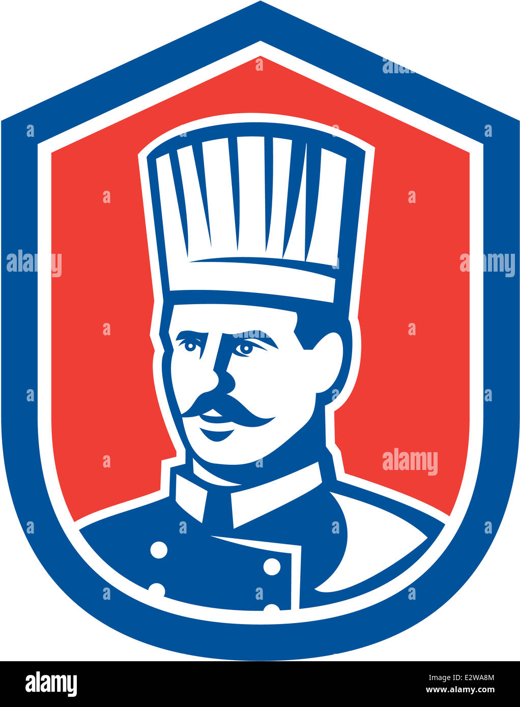 illustration of a chef cook baker viewed from front set inside shield ...