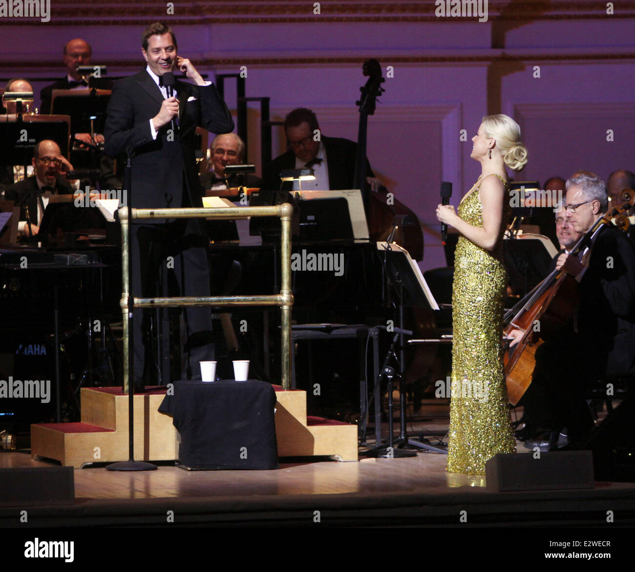 Ryan Silverman and Megan Hilty performing at The New York Pops Concert ...