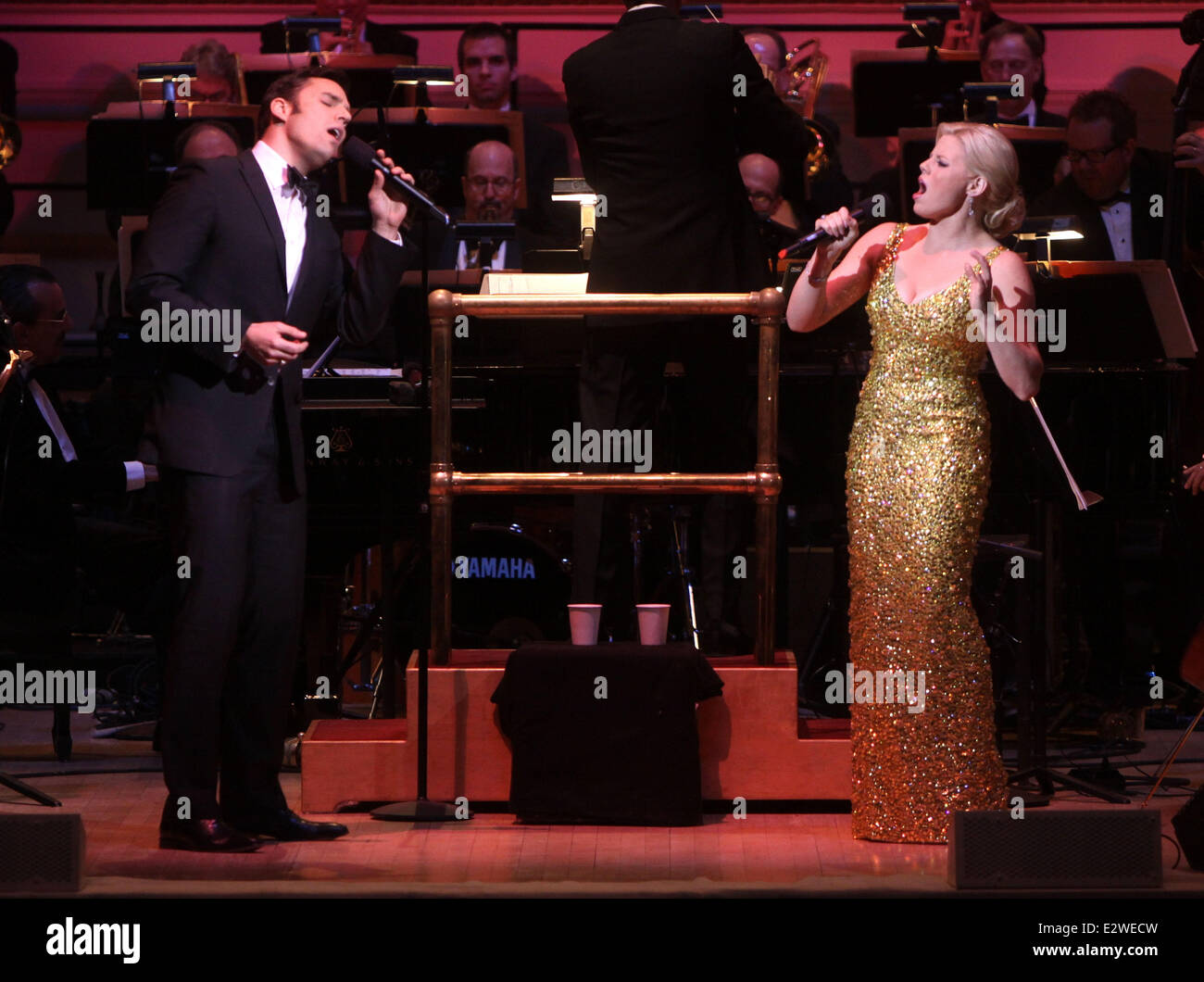 Ryan Silverman and Megan Hilty performing at The New York Pops Concert ...