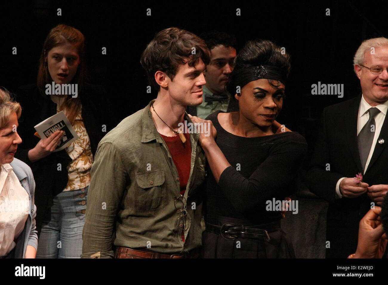 The cast and creative team during the curtain call for the premier of ...