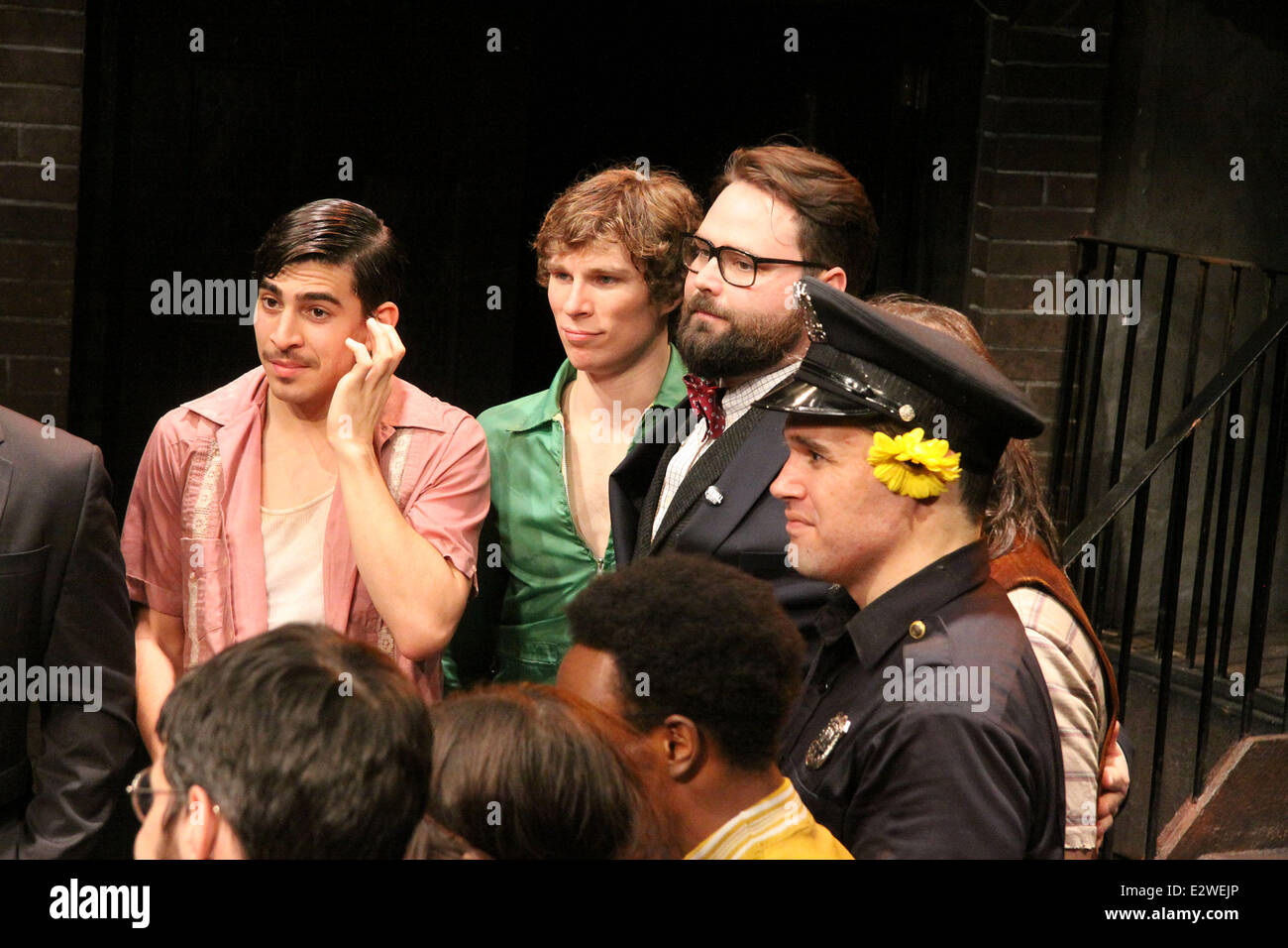 The cast and creative team during the curtain call for the premier of ...