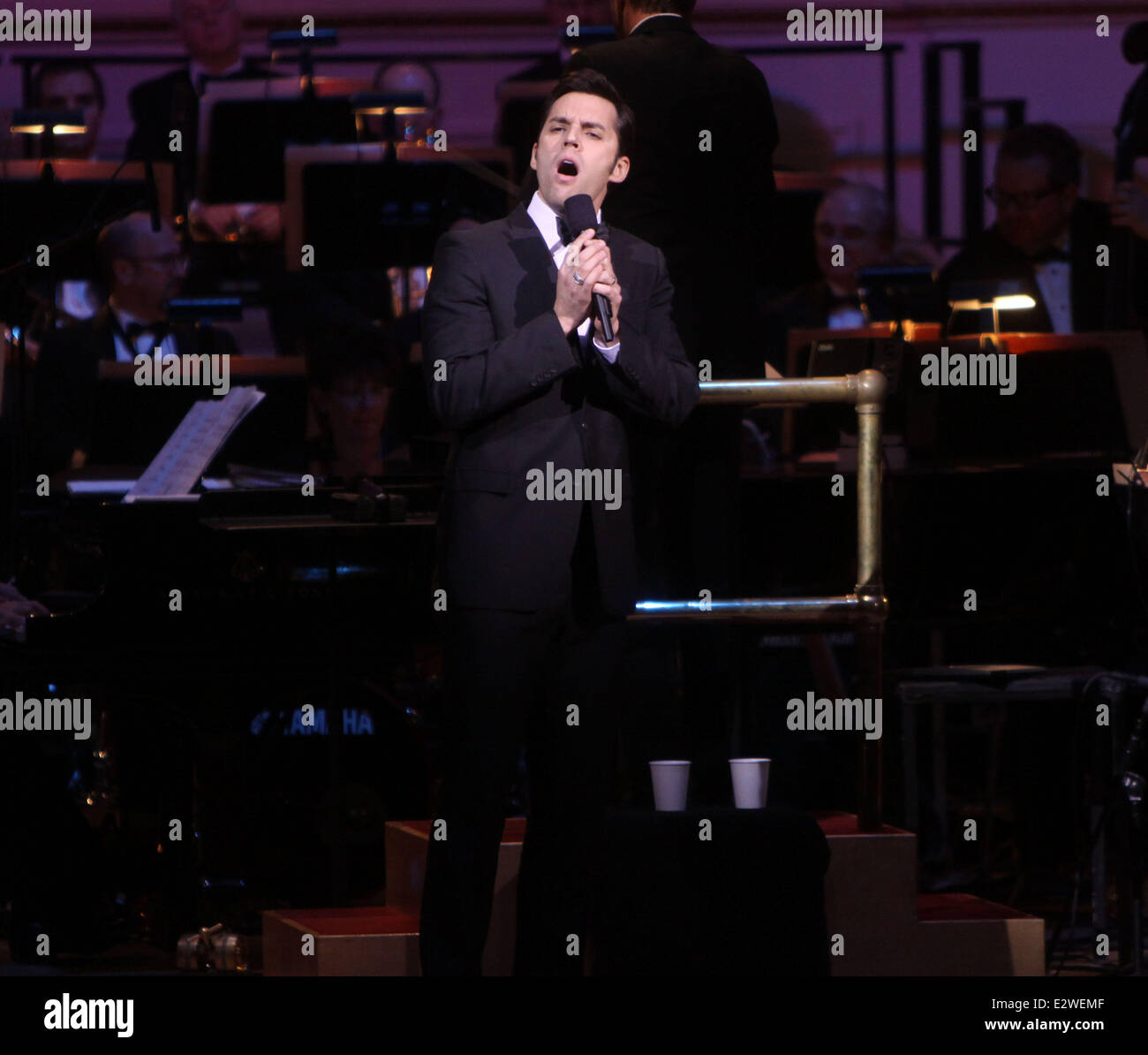 Ryan Silverman and Megan Hilty performing at The New York Pops Concert ...