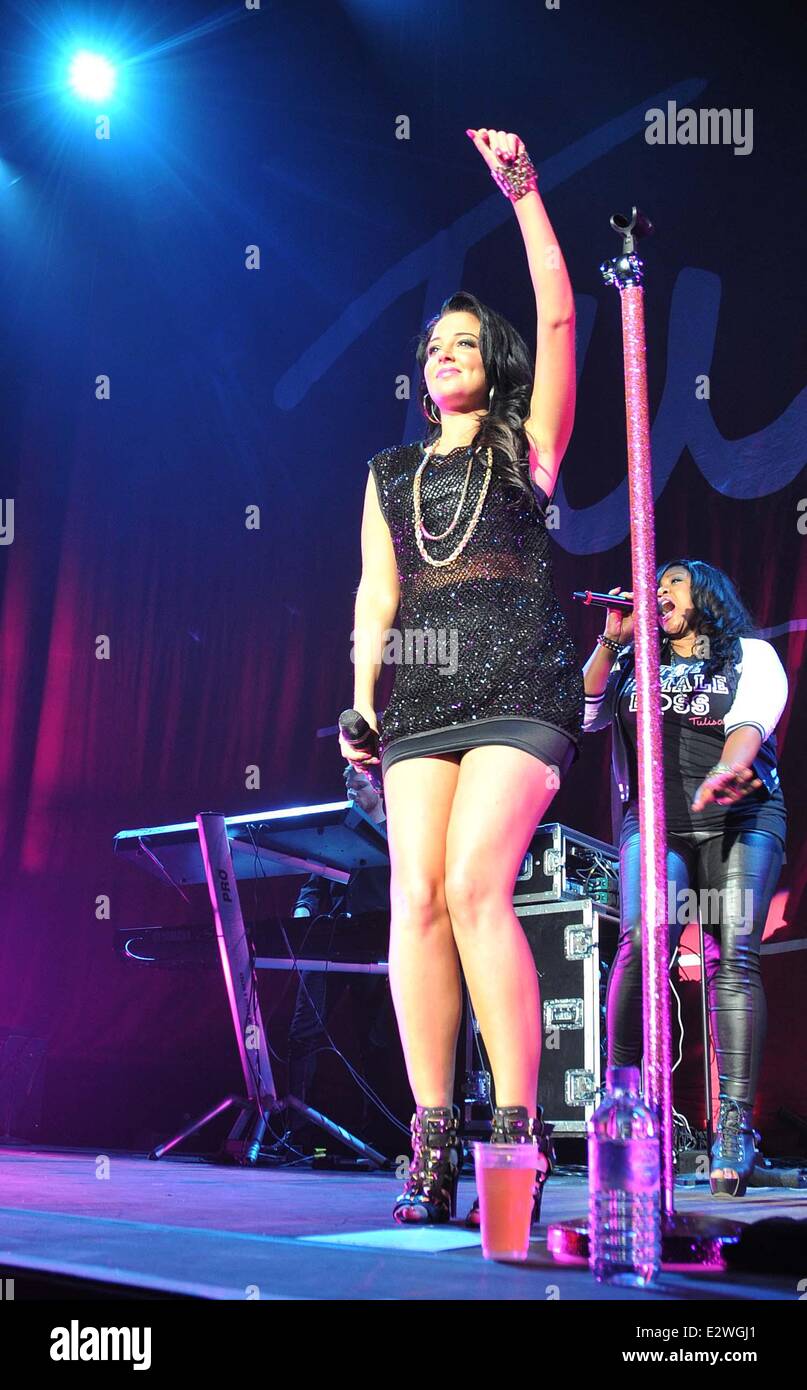 Tulisa performing live in concert at the O2 Arena in Dublin, where she ...