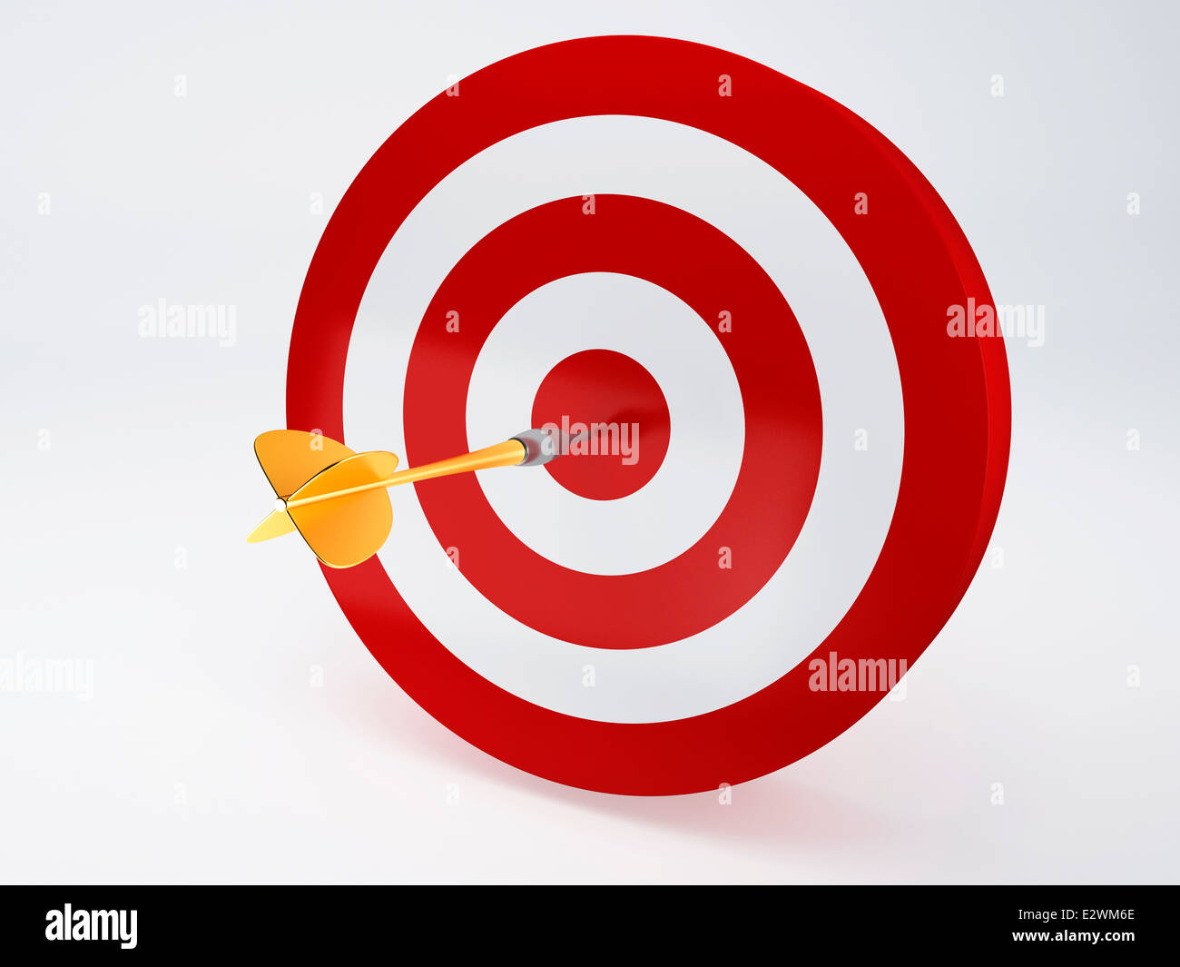 gold Arrow in target 3D illustration. success hitting. isolated white ...