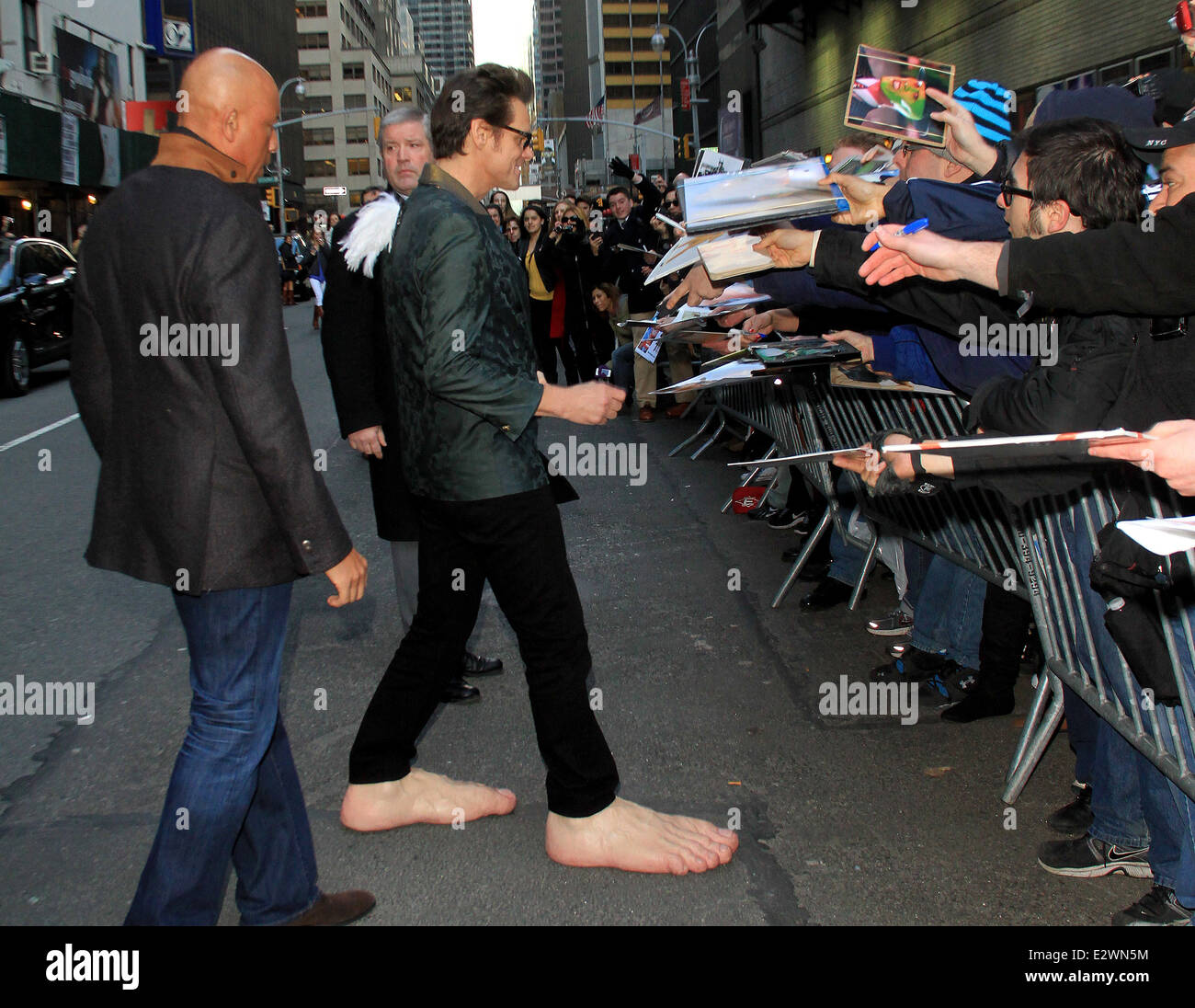 Jim Carrey departs the Ed Sullivan Theater for 'The Late Show with ...