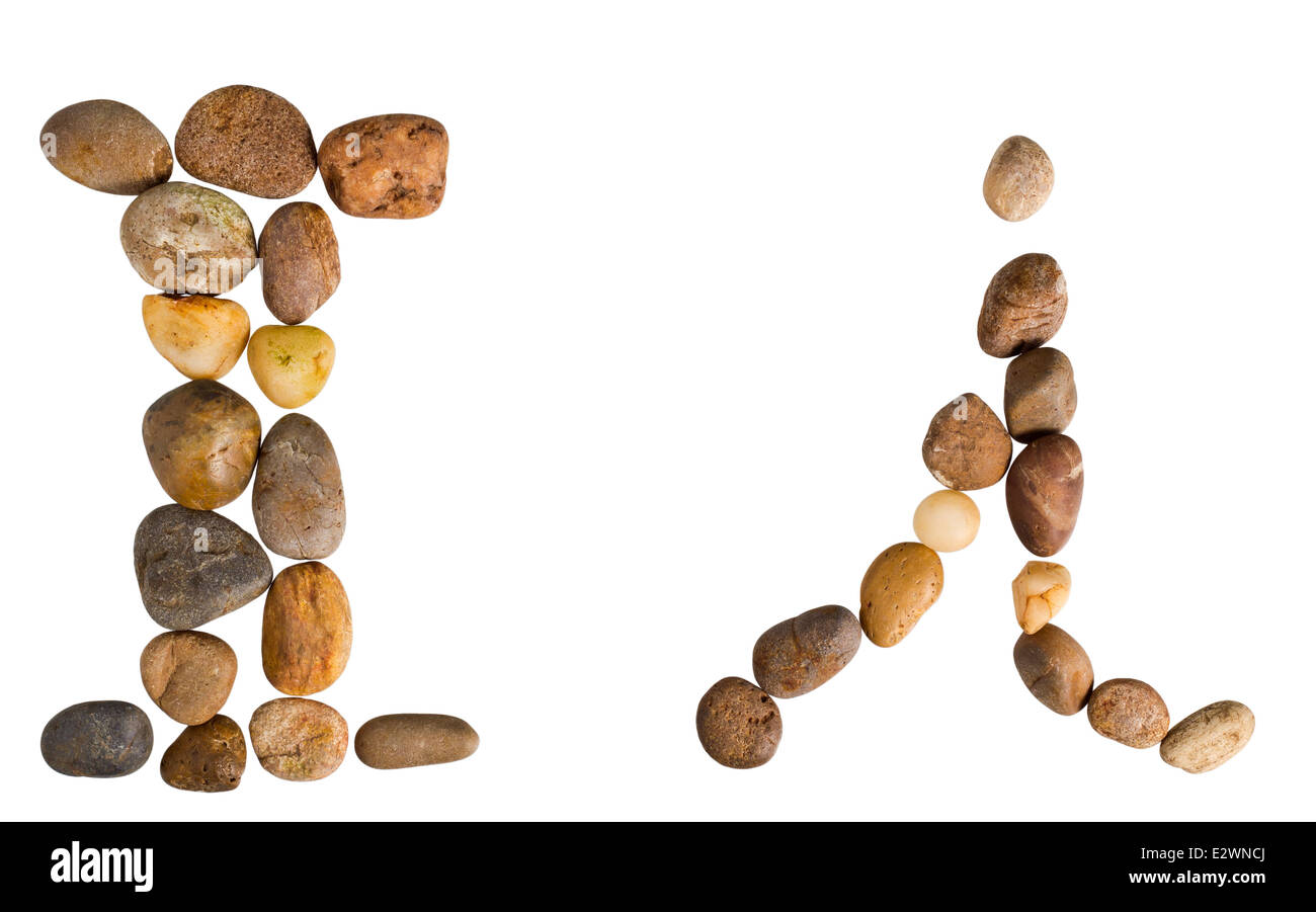 English Alphabet Letter 'I' made by small rocks on isolate background ...