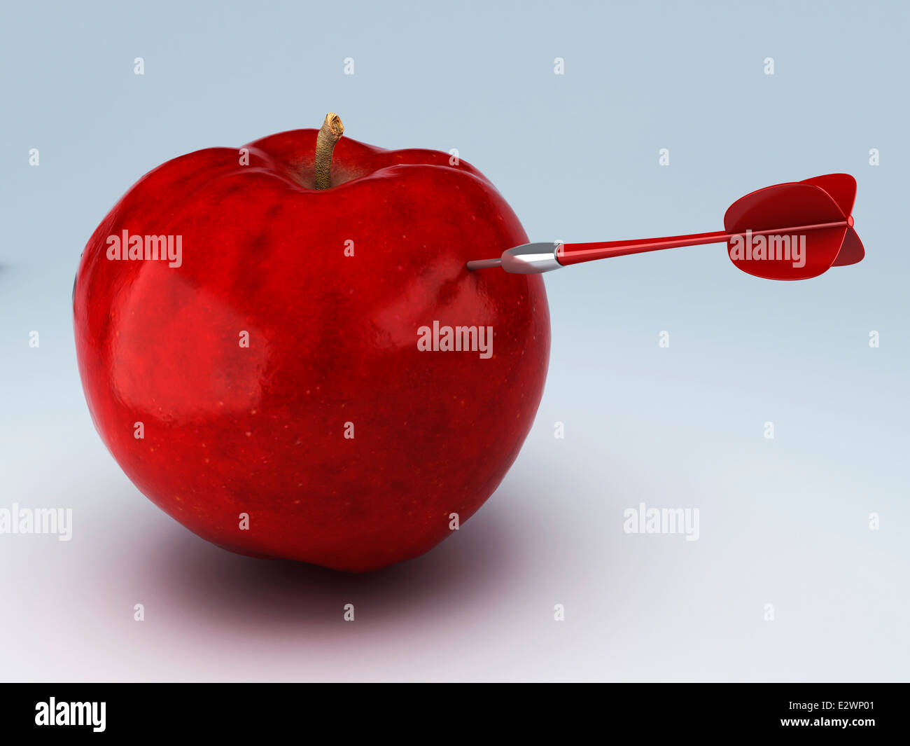 arrow Hitting the apple. success concept. 3d illustration Stock Photo ...