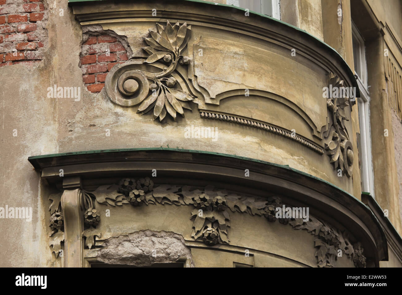 Stucco work on a secession building in Palackeho Street in Hradec ...