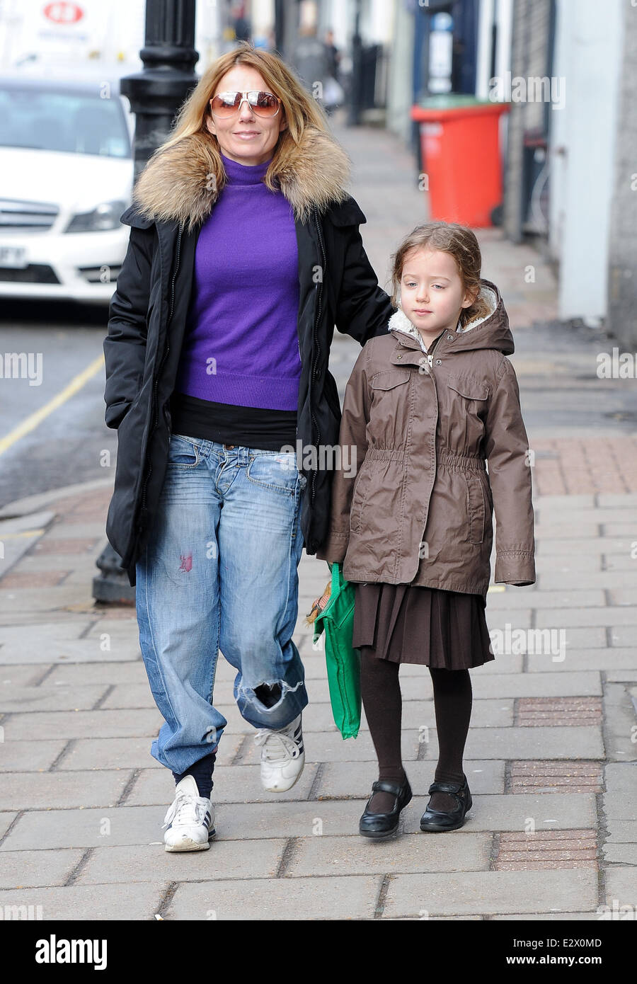 Geri Halliwell walks her daughter Bluebell to school Featuring: Geri ...