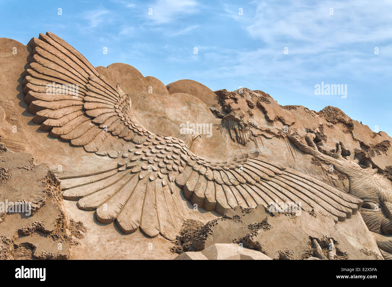 An eagle spreads its wings at the Busan Sand Festival in Busan, South ...