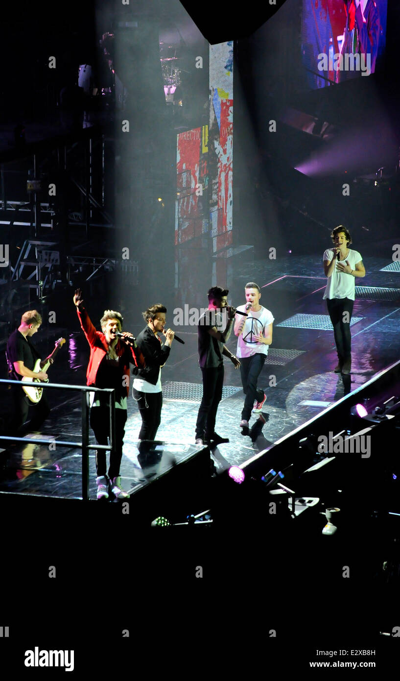 One Direction performing in concert at the LG Arena Featuring: One ...
