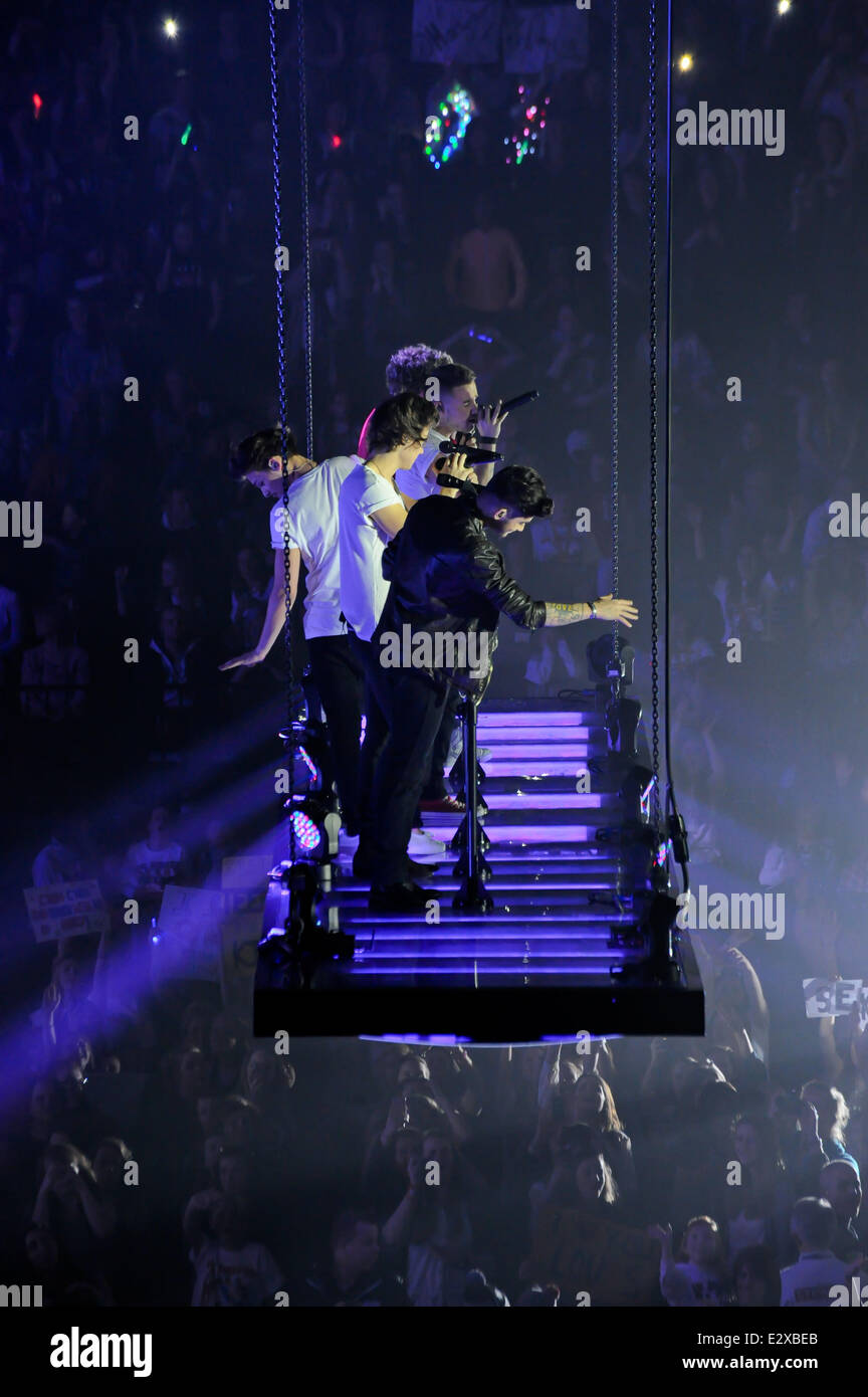 One Direction performing in concert at the LG Arena Featuring: One ...