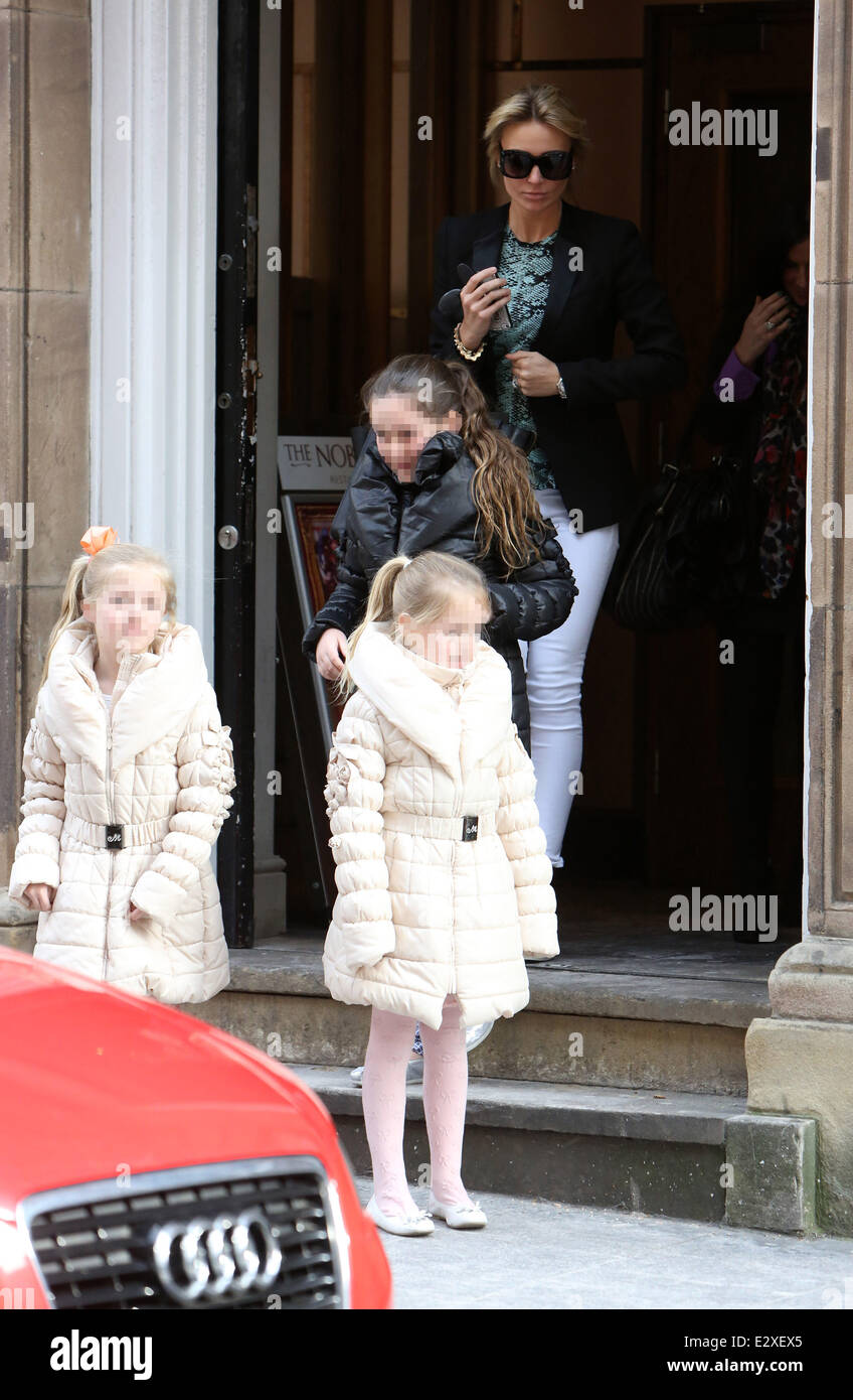 Alex Gerrard leaving Noble House restaurant with her daughters after ...
