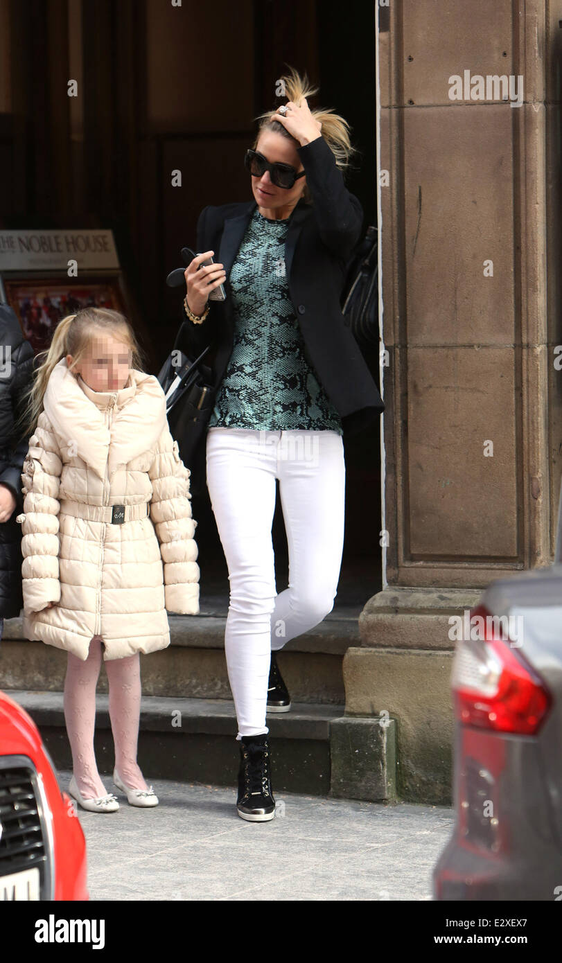 Alex Gerrard leaving Noble House restaurant with her daughters after ...