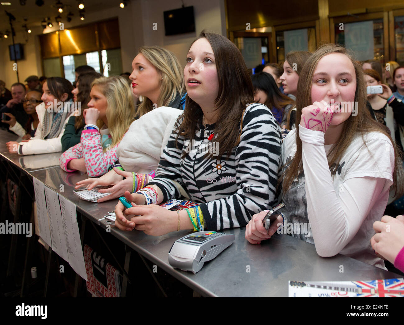 Fans of One Direction attending the opening of 1D World, a 'Pop Up ...