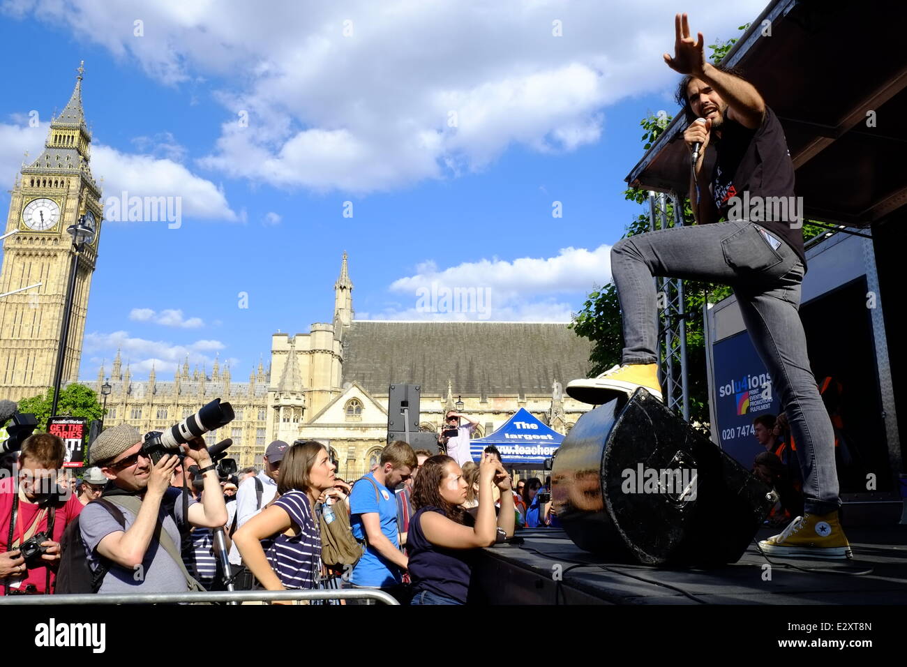 London, UK. 21st June, 2014. The People's Assembly held a march through ...