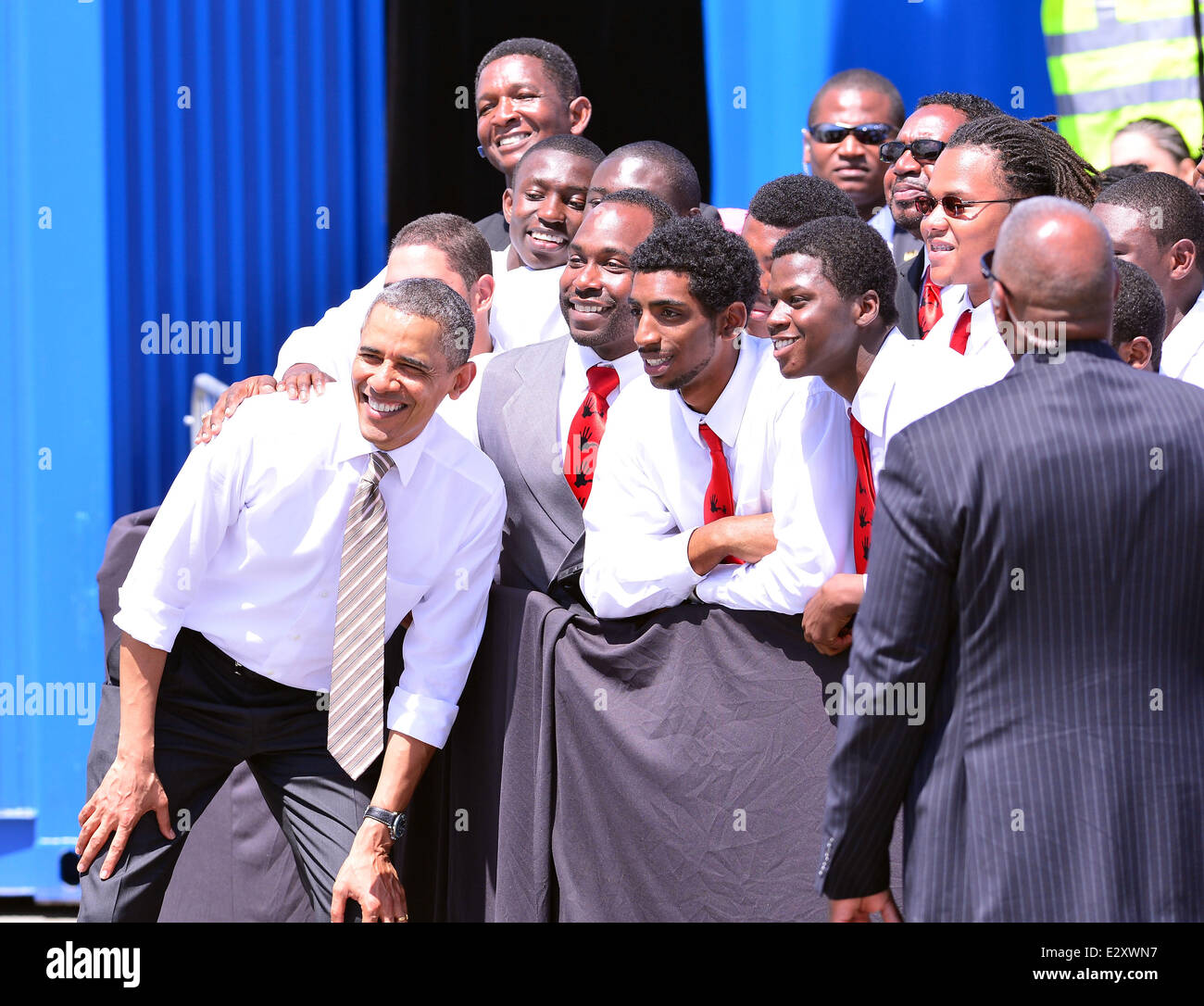U.S. President Barack Obama speaks at the Port of Miami discussing the ...