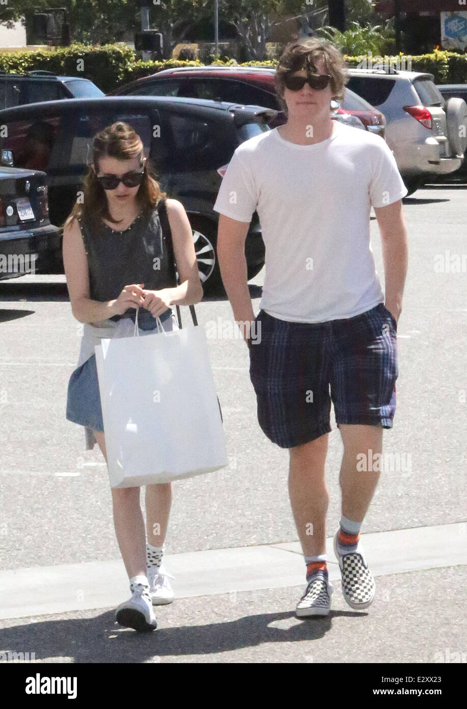 Emma Roberts and her boyfriend, Evan Peters arriving at Samy's Camera ...