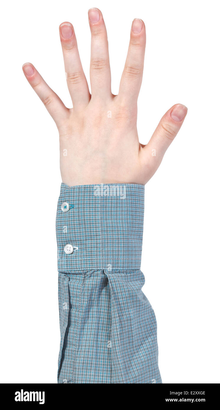 five fingers hand gesture isolated on white background Stock Photo - Alamy