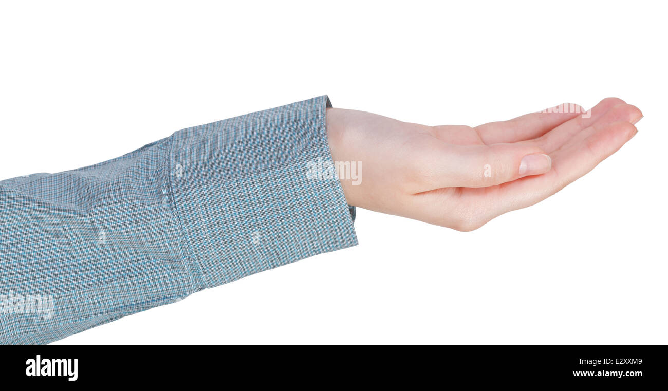 cupped palm hand gesture isolated on white background Stock Photo - Alamy