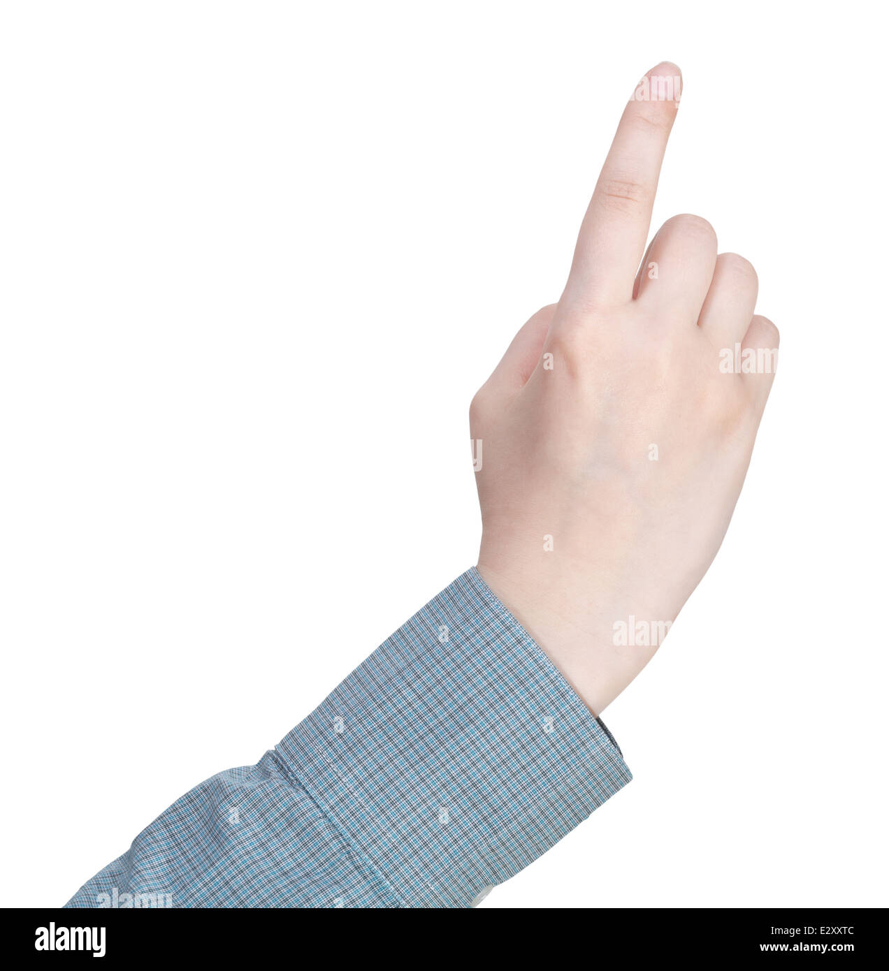 forefinger presses - hand gesture isolated on white background Stock ...