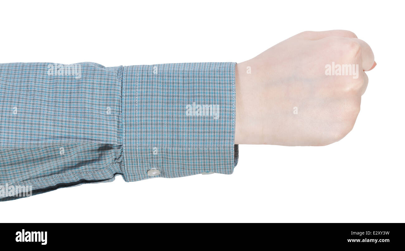 clenched fist - hand gesture isolated on white background Stock Photo ...