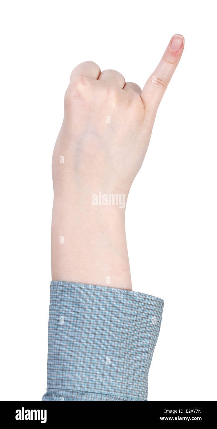 one account by fingers - hand gesture isolated on white background ...