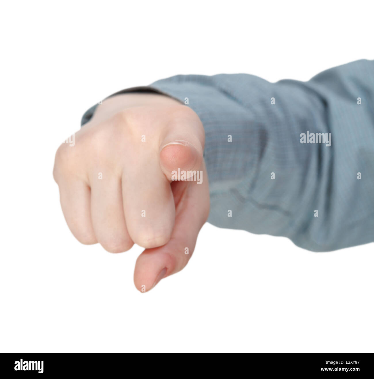 front pointed forefinger - hand gesture isolated on white background ...