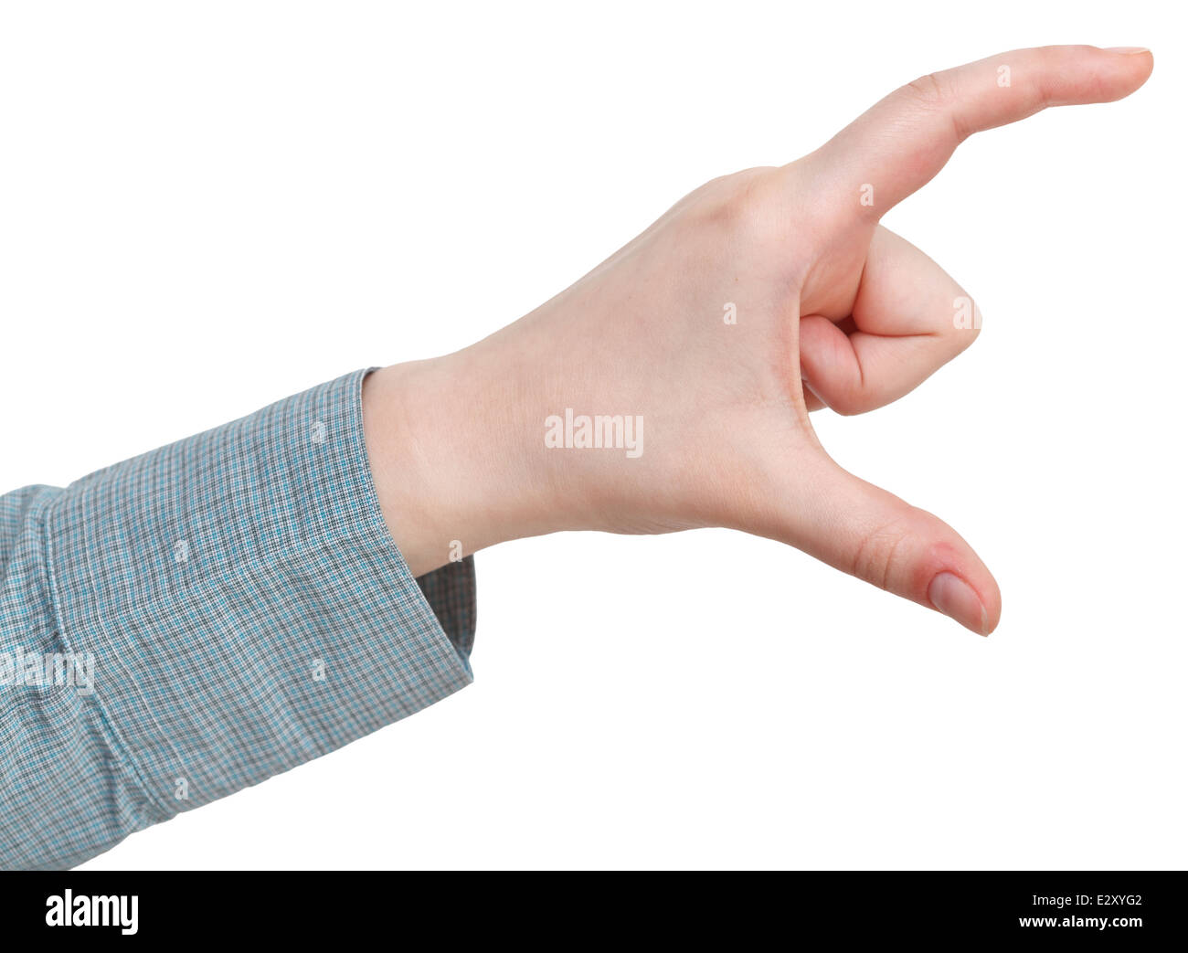measuring of large size - hand gesture isolated on white background ...