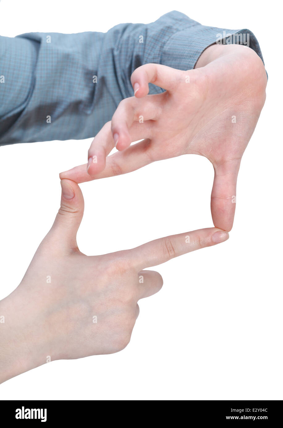 framing by fingers - hand gesture isolated on white background Stock ...