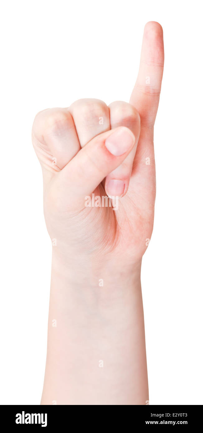 finger account one - hand gesture isolated on white background Stock ...