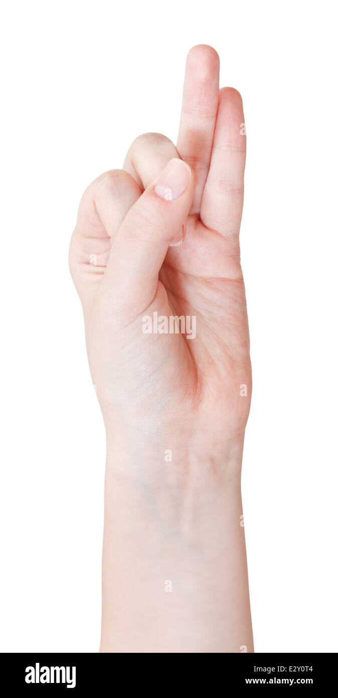 finger account two - hand gesture isolated on white background Stock Photo - Alamy