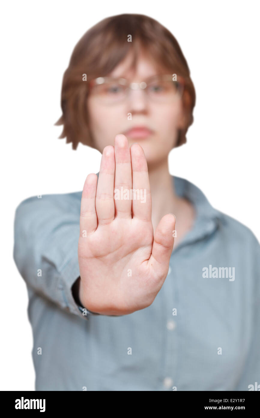 Stop hand gesture female hand hi-res stock photography and images - Alamy