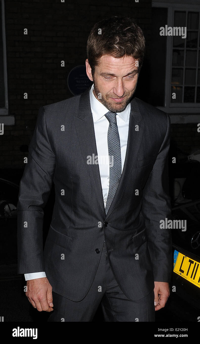 Gerard Butler leaving The Ivy restaurant Featuring: Gerard Butler Where: London, United Kingdom ...