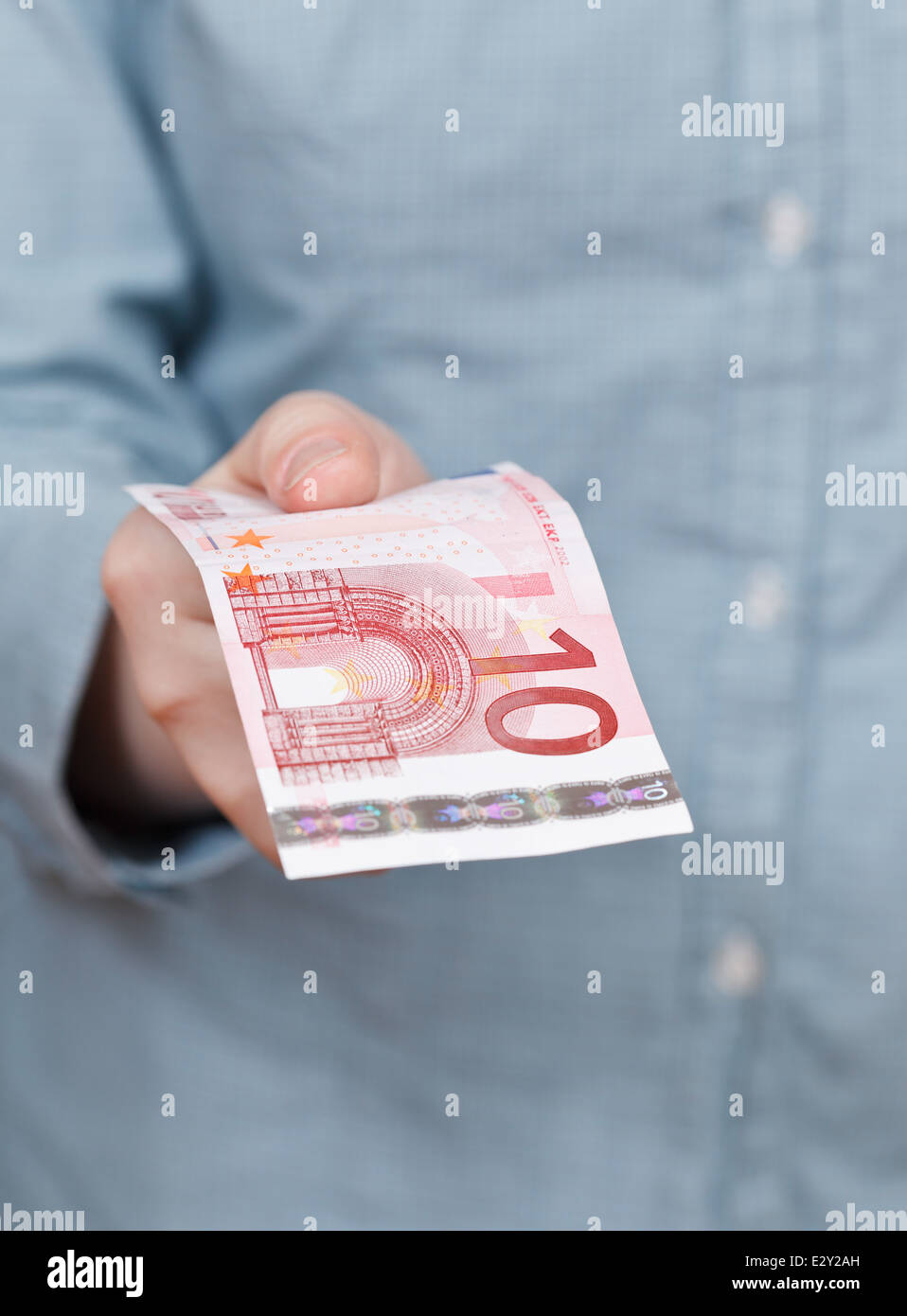 ten euro banknote in arm close up Stock Photo - Alamy