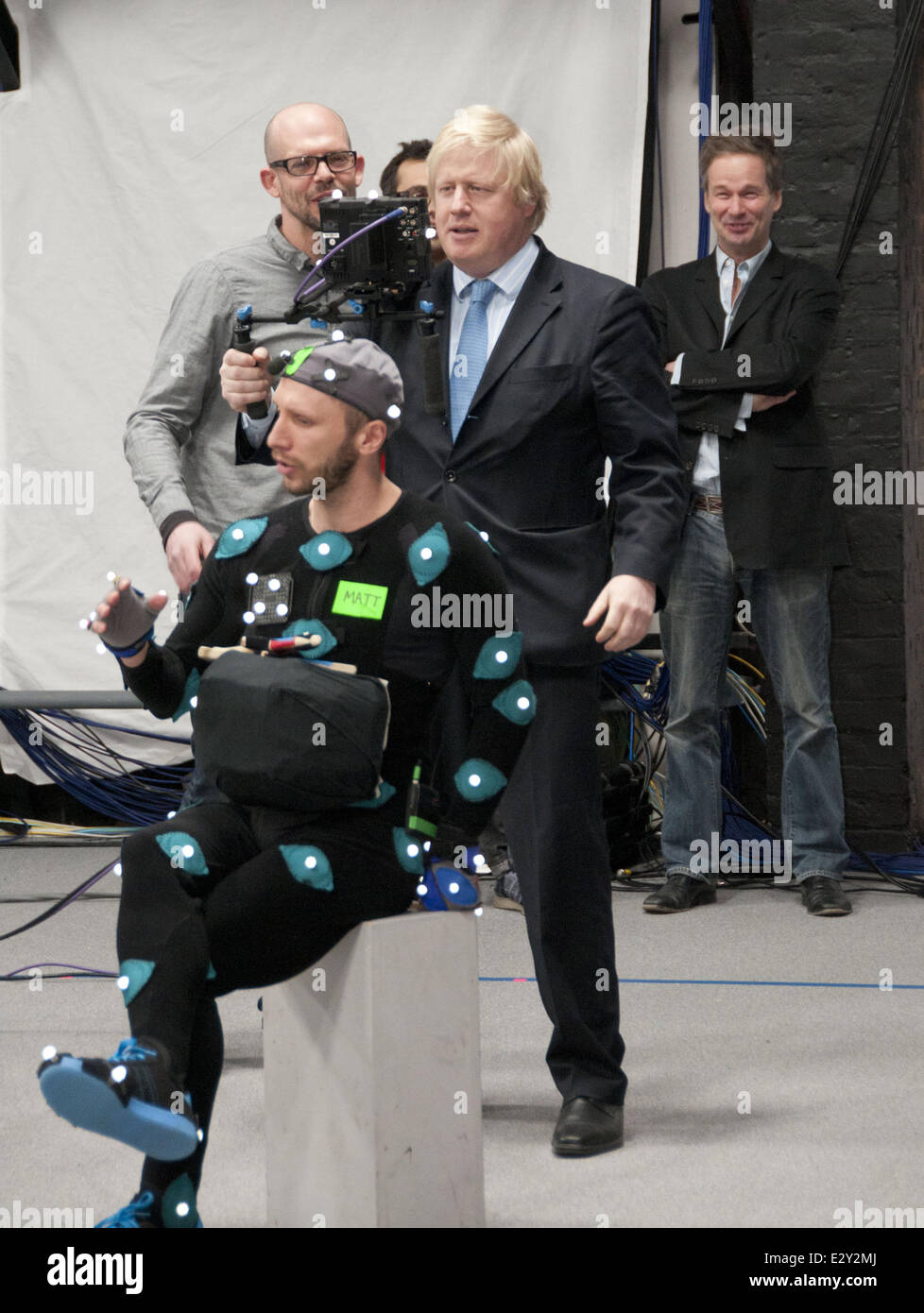 Mayor of London Boris Johnson films a short animation at Ealing Studios ...