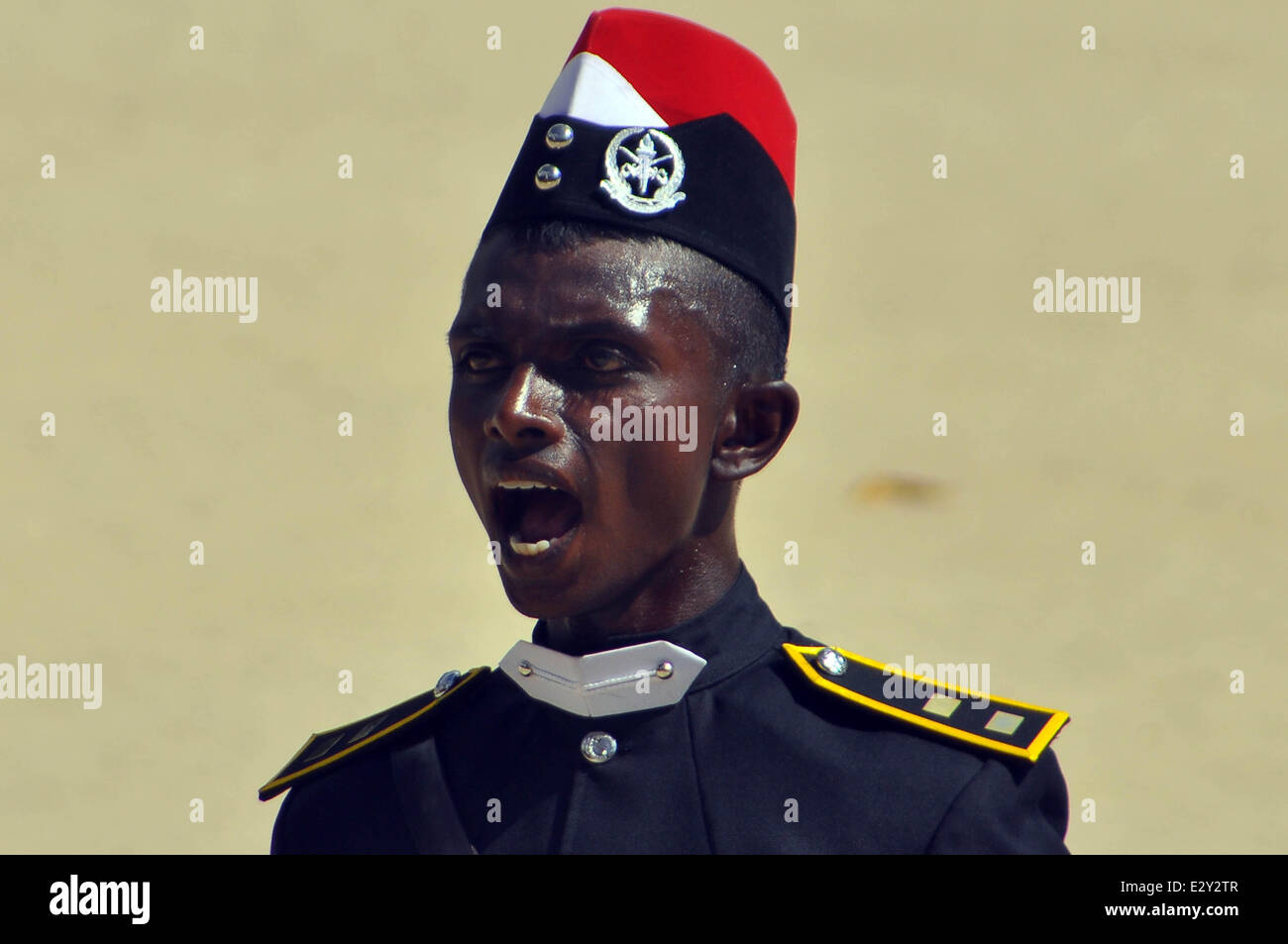 Diyathalawa, Sri Lanka. 21st June, 2014. A cadet is seen during a ...