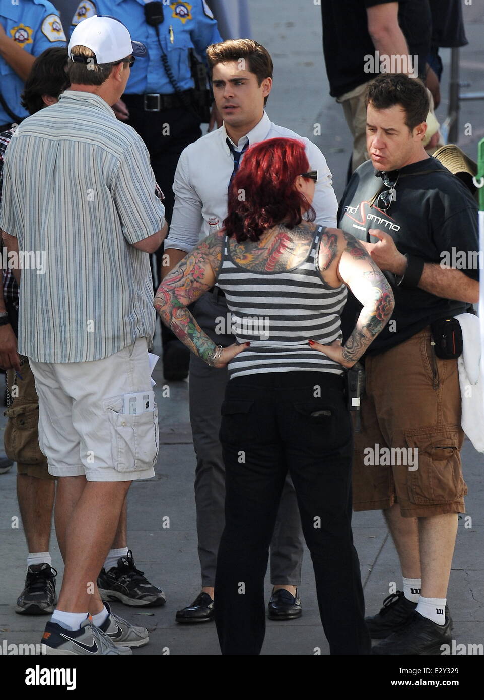 Actors on the set of 'Townies' filming on location in Los Angeles ...
