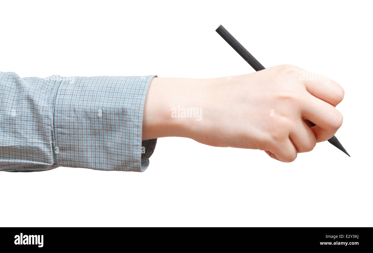 side view of hand draws by pencil isolated on white background Stock ...