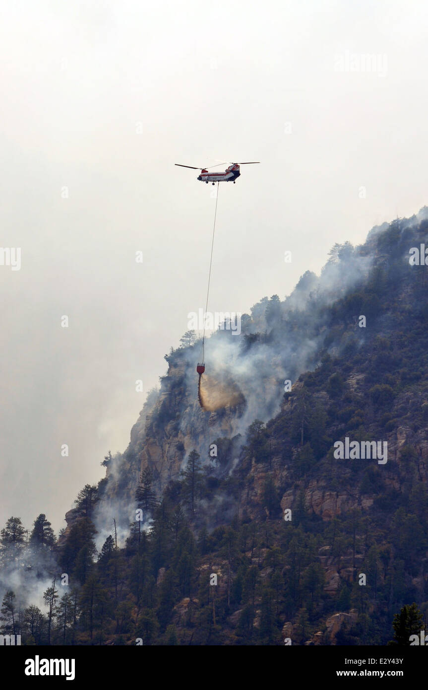 Aerial firefighting efforts during the Slide Fire in Oak Creek Canyon ...