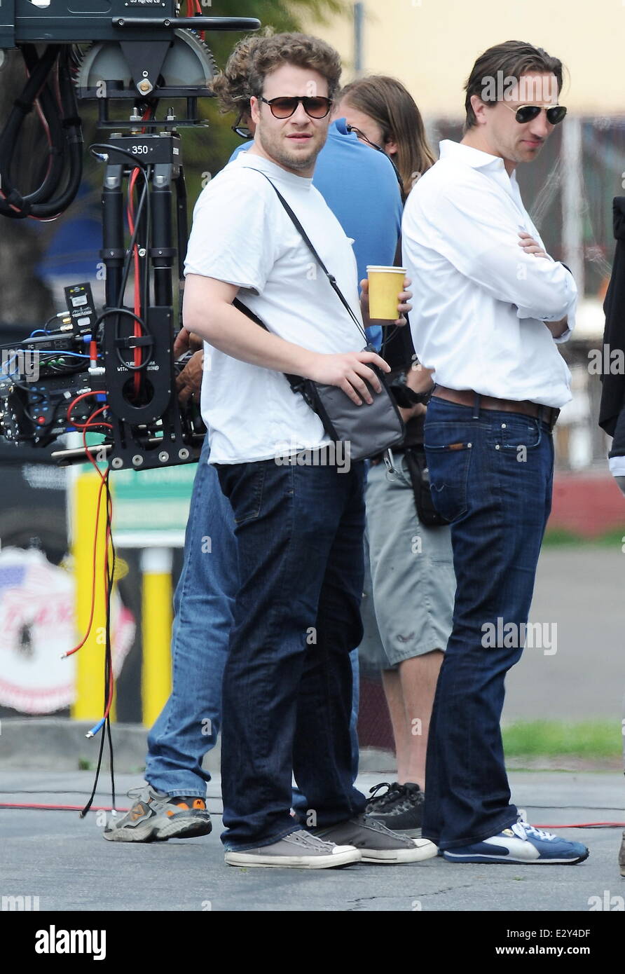Actors on the set of 'Townies' filming on location in Los Angeles ...