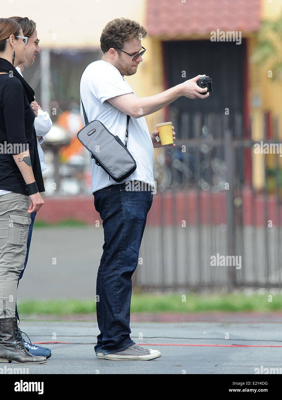 Actors on the set of 'Townies' filming on location in Los Angeles ...