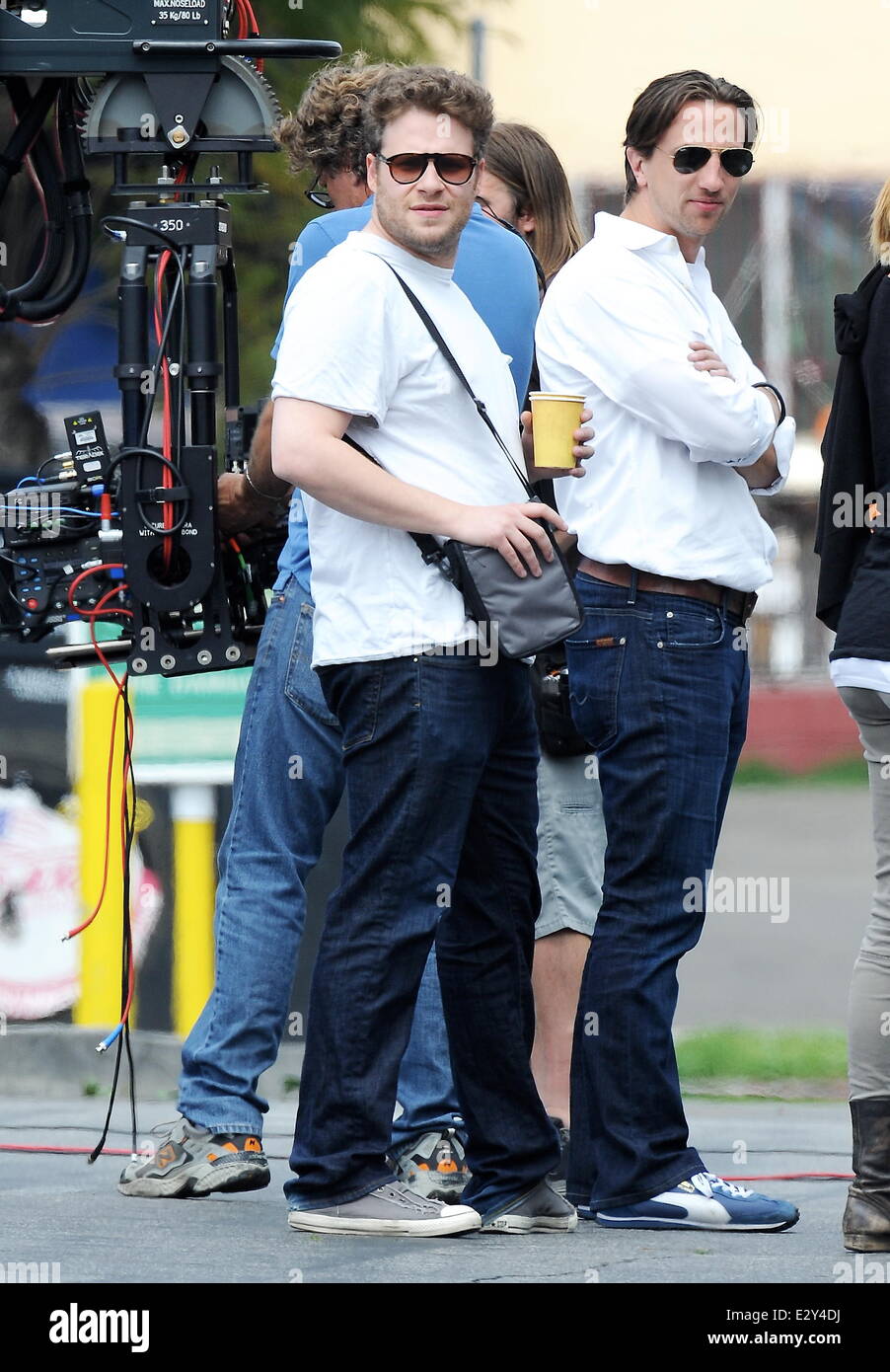 Actors on the set of 'Townies' filming on location in Los Angeles ...