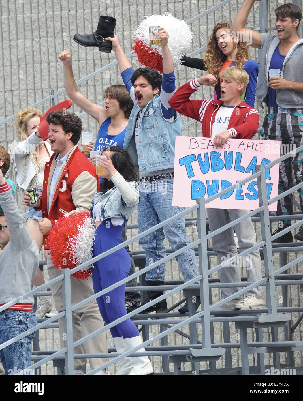 Actors on the set of 'Townies' filming on location in Los Angeles ...
